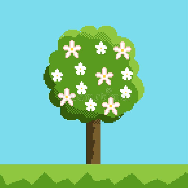 Pixel art nature elements stock illustration. Illustration of ...