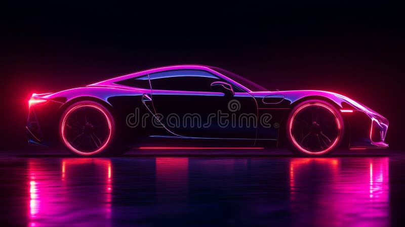 Pixel Art Neon Sports Car at Night Stock Illustration - Illustration of ...