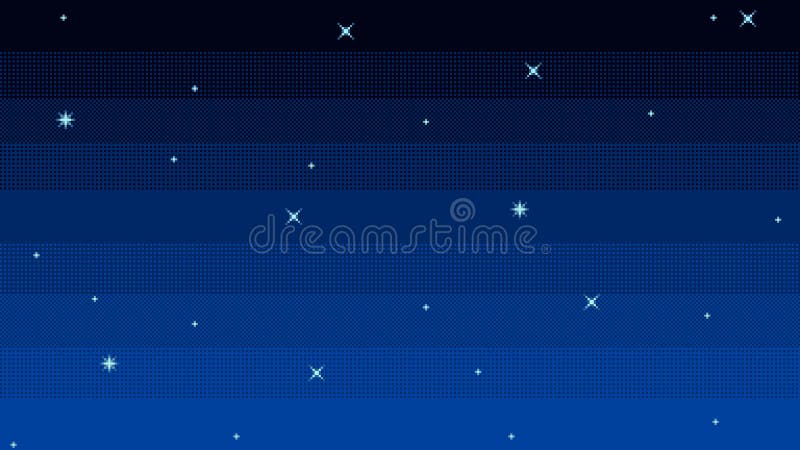 Pixel Art Night Sky with Stars. Starry Sky Seamless Background. Vector ...