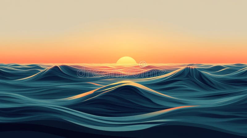 Pixel Art Ocean Sunset stock illustration. Illustration of digital ...
