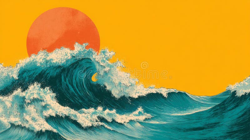 Pixel Art Ocean Wave at Sunset Stock Illustration - Illustration of ...
