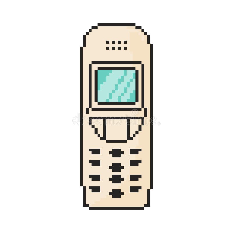 Pixel Art Old Mobile Phone Icon in 8 Bit Style. Retro 80s,90s Video ...