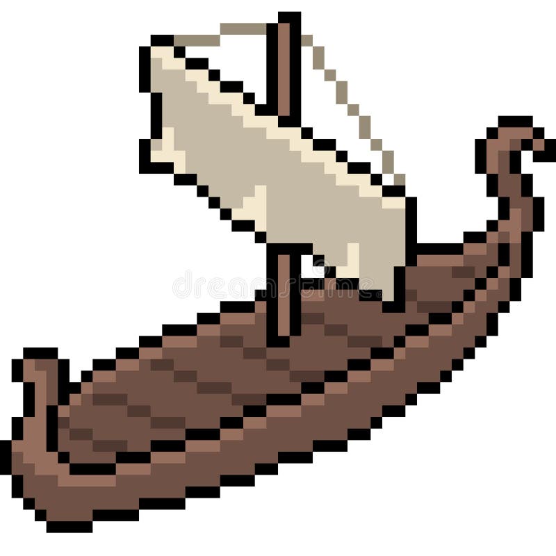 Pixel art old wood boat stock vector. Illustration of isolated - 273358492