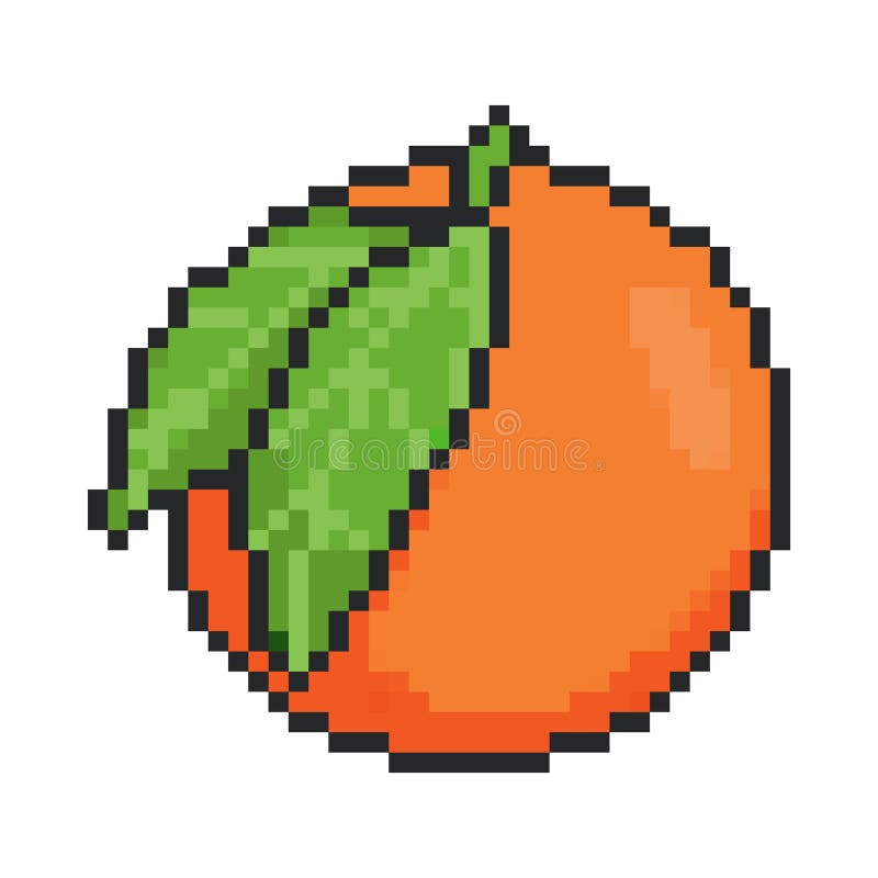 Pixel Art Orange Icon in 8 Bit Style. Retro 80s,90s Video Game Graphics ...