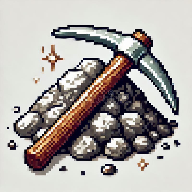 Pixel Art Ore Pickaxe stock illustration. Illustration of epic - 360229676