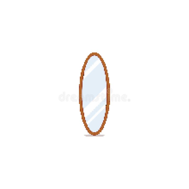 Pixel Art Oval Mirror with Wooden Frame. Minimalistic Mirror Design in ...