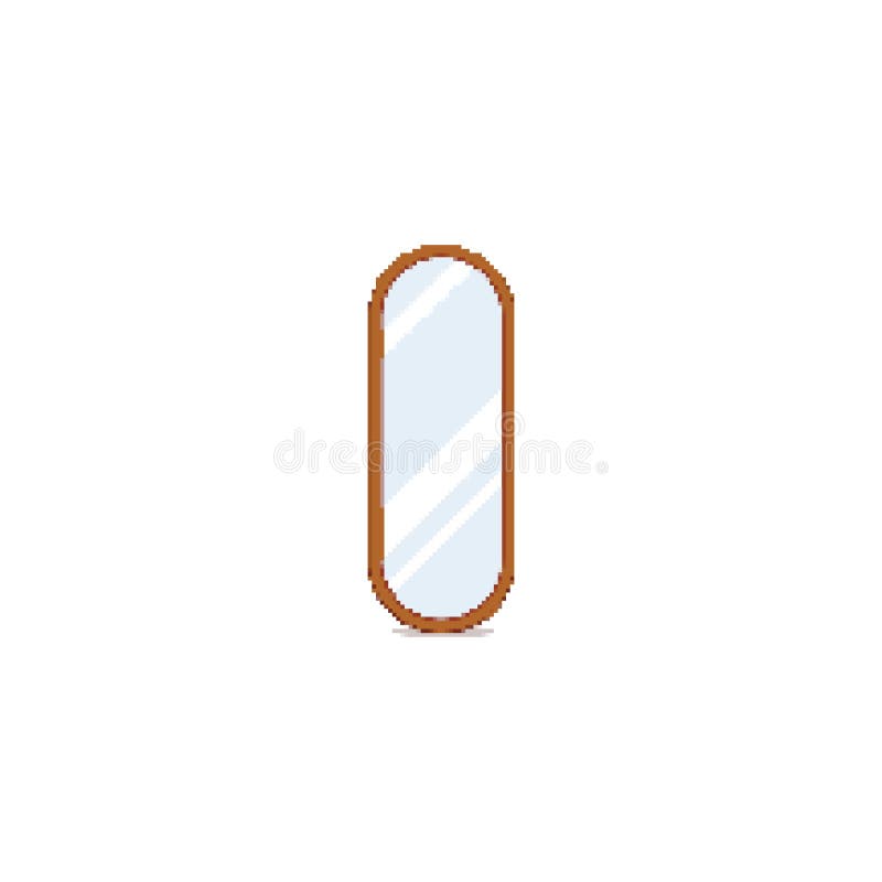 Pixel Art Oval Mirror with Wooden Frame. Minimalistic Mirror Design in ...