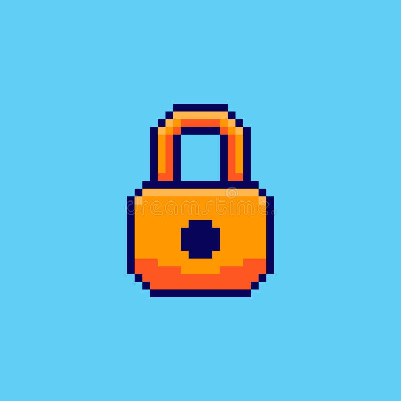 Pixel Art Padlock Icon Game Asset Design Stock Vector - Illustration of ...