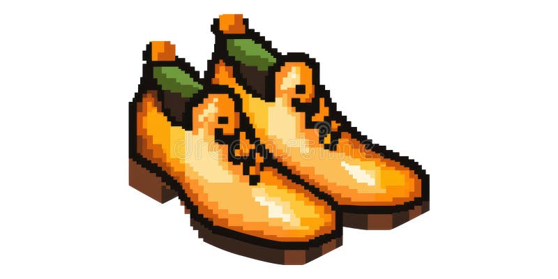 Pixel Art Pair of Yellow Shoes Isolated on Transparent Background Stock ...