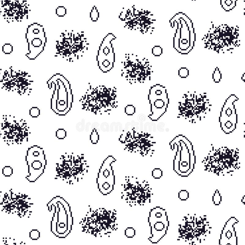 Pixel Art Paisley Seamless Pattern. Indian Ornament with Dithering 8 ...