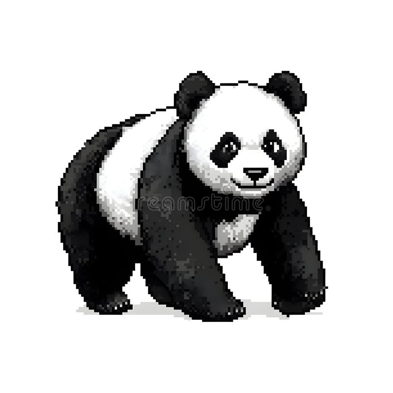 Pixel Art Panda Bear Walking Side View Stock Illustration ...