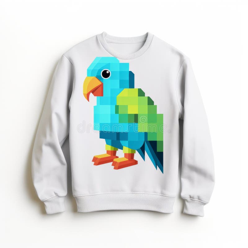 Pixel Art Parrot Sweater: Daz3d Style Illustration with Nature-based ...