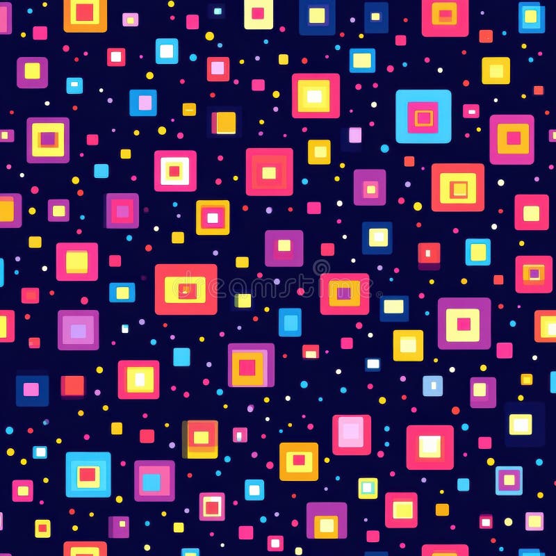 Pixel Art Pattern Featuring Colorful Squares on a Dark Background for ...