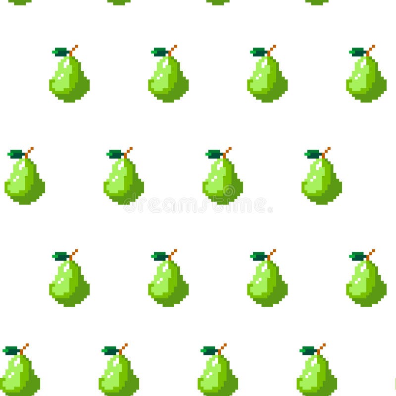 Pixel Art Pear Seamless Pattern Stock Vector - Illustration of minimal ...