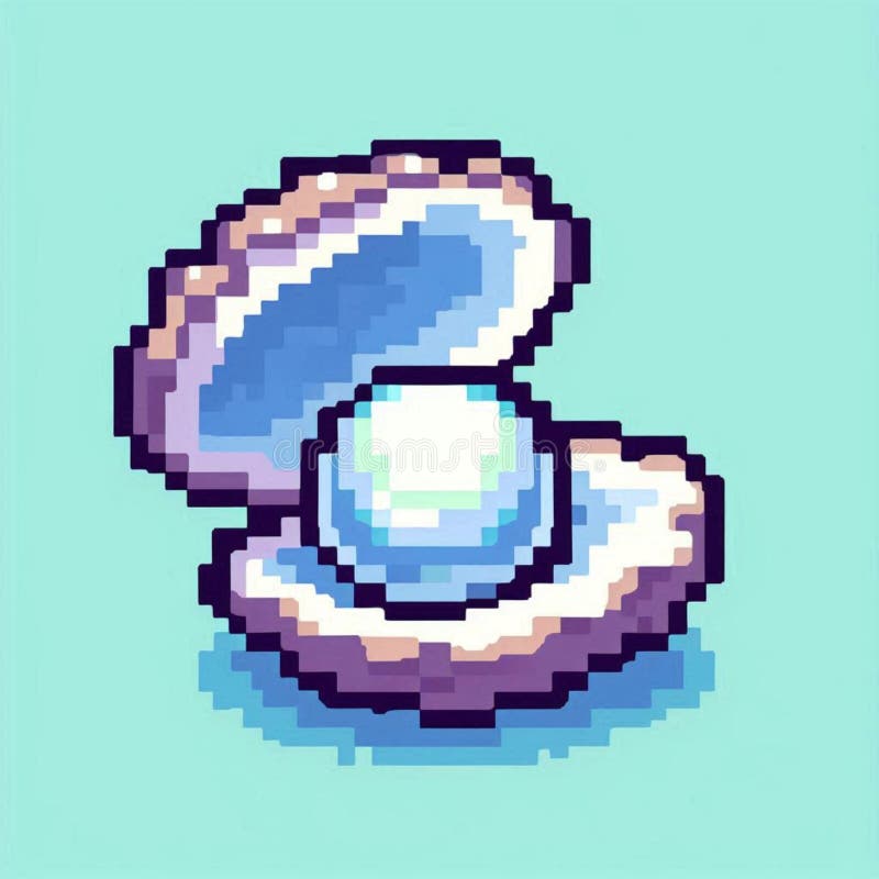 Pixel Art Pearl Shell Portrait Stock Photo - Image of portrait, pixel ...