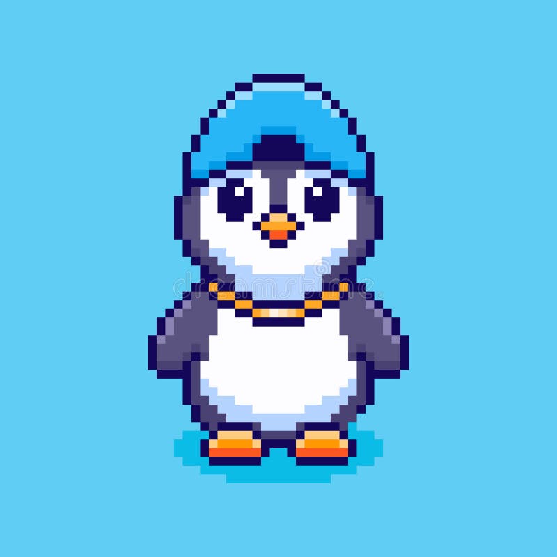Pixel Art Penguin Rap Game Asset Design Stock Vector - Illustration of ...