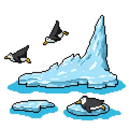 Pixel Art of Penguin Slide Iceberg Stock Vector - Illustration of play ...