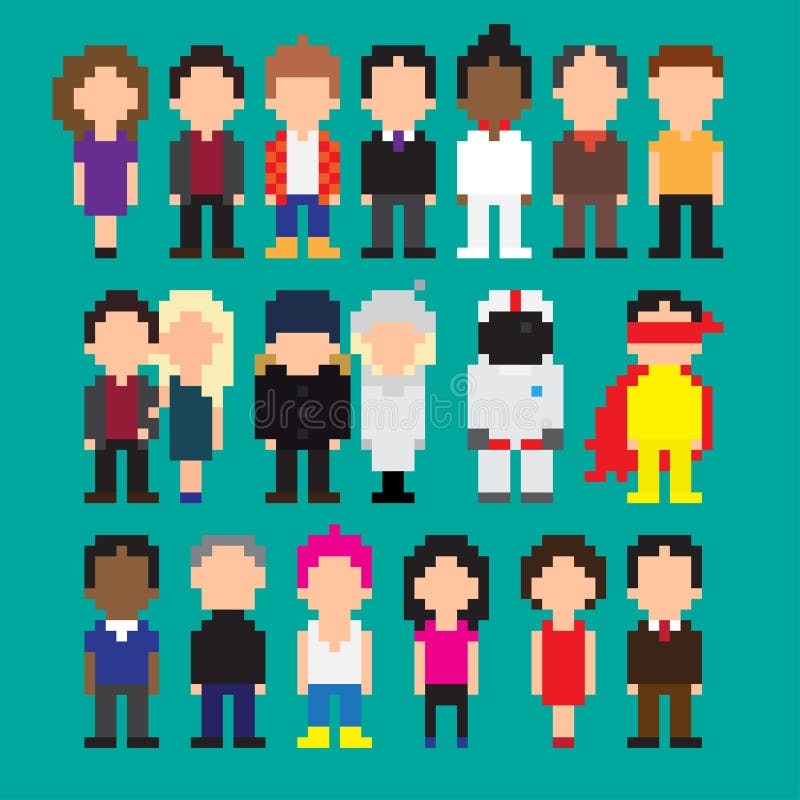 Pixel art people stock illustration. Illustration of adult - 29666215