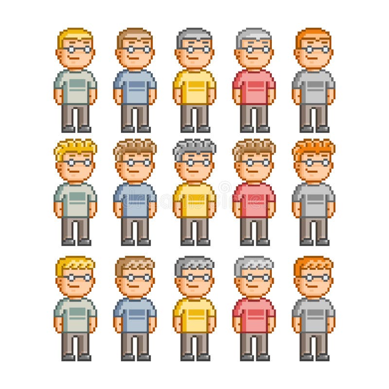 Pixel art people stock vector. Illustration of symbol - 53644321