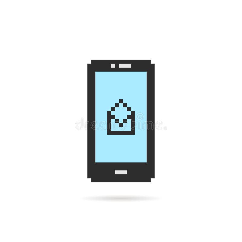Pixel Art Phone with Open Letter Stock Vector - Illustration of notice ...