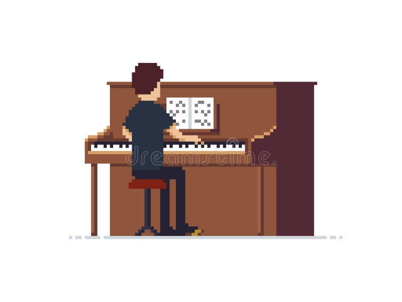 Pixel Art Piano Player ilustración del vector. Ilustración de nota ...