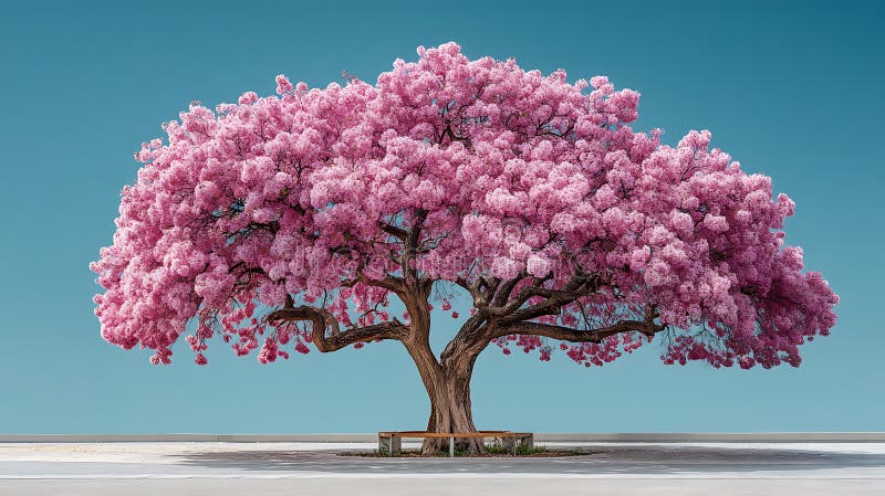 Pixel Art Pink Cherry Blossom Tree Against a Blue Sky Stock ...