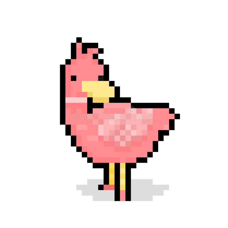 Pixel Art Pink Duck Character. Stock Illustration - Illustration of ...