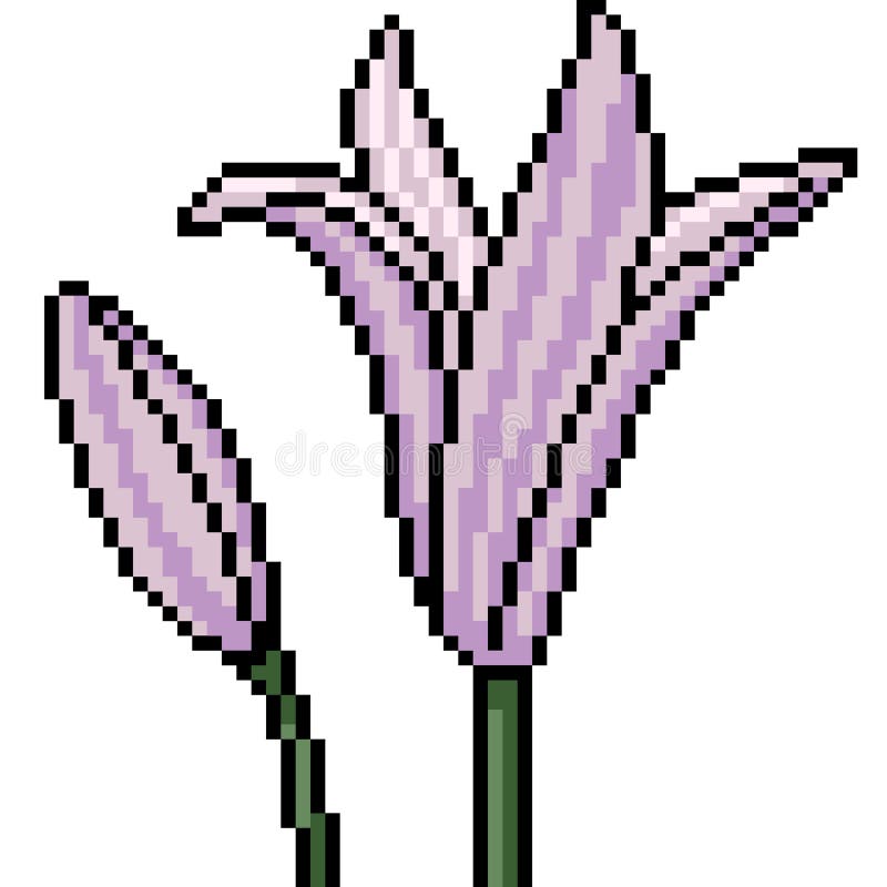 Pixel Art of Pink Flower Bloom Stock Vector - Illustration of ...