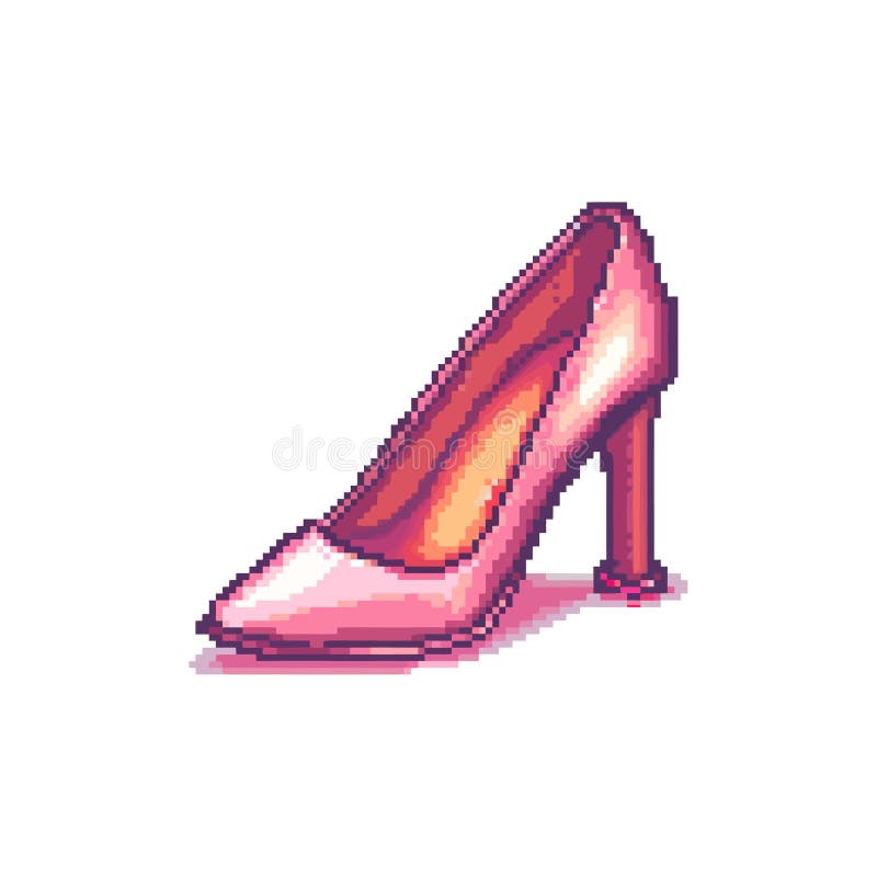Pixel Art Pink High Heel Shoe Illustration. Vector Icon Design Stock ...