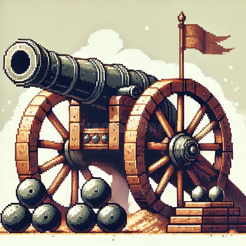 Pixel Art Pirate Ship Cannon Stock Illustration - Illustration of ...