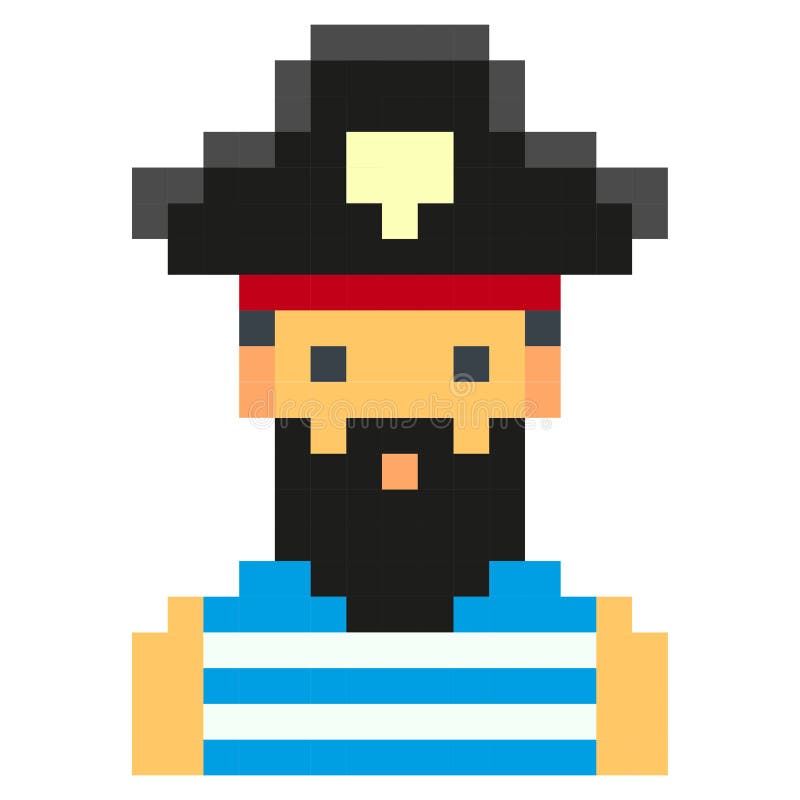 Pixel Art Pirates Art Cartoon Retro Game Style Set Stock Vector ...