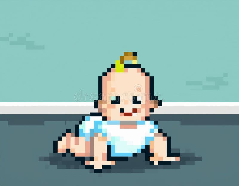 Pixel Art Pixelated Illustration Baby Crawling Stock Illustration ...
