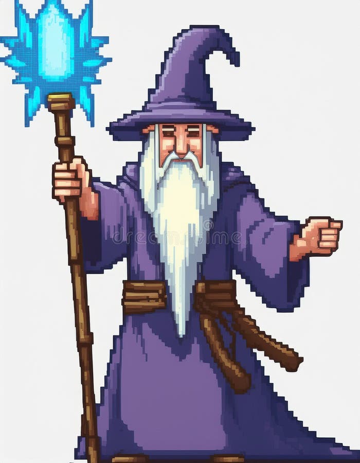 Pixel Art Wizard Casting a Spell Stock Photo - Image of mage, magic ...