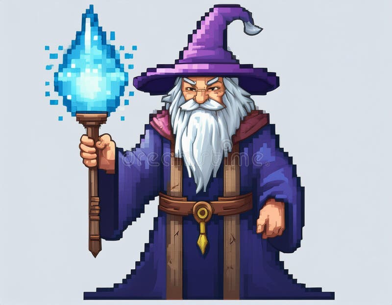 Pixel Art Wizard Casting a Spell Stock Image - Image of spell ...