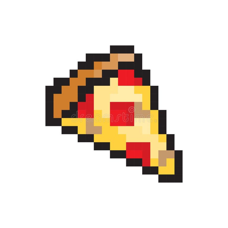 Pixel Art Pizza. Triangular Slice Shape. Brown Crust Detail. Yellow ...