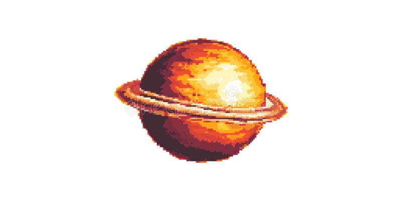Pixel Art Planet with Rings Isolated on Transparent Background Stock ...