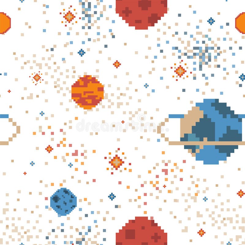 Pixel Art Planets in Space Galaxy Pattern Stock Vector - Illustration ... Pixel Art Planets in Space Galaxy Pattern Stock Vector - Illustration ...
