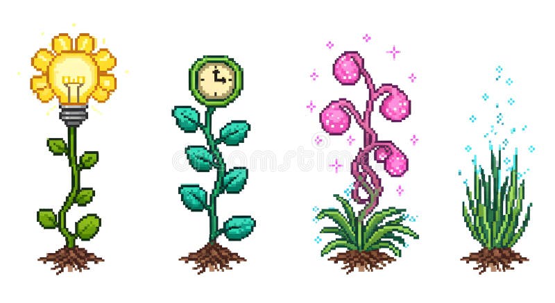 Pixel Art Plants: AI-Generated Designs Stock Illustration ...