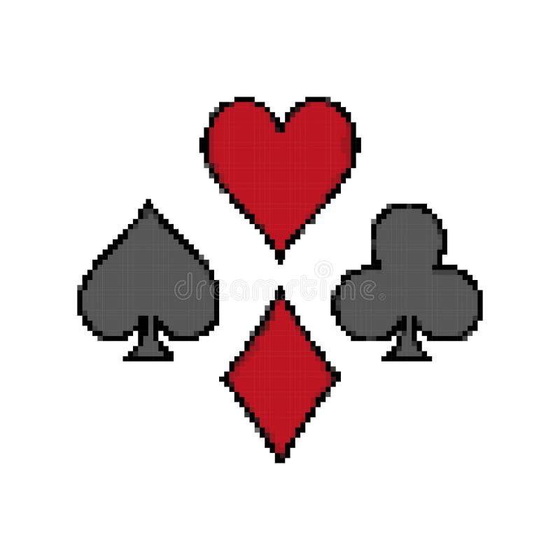 Pixel Art Playing Card Symbol Set Isolated on White Background Stock ...
