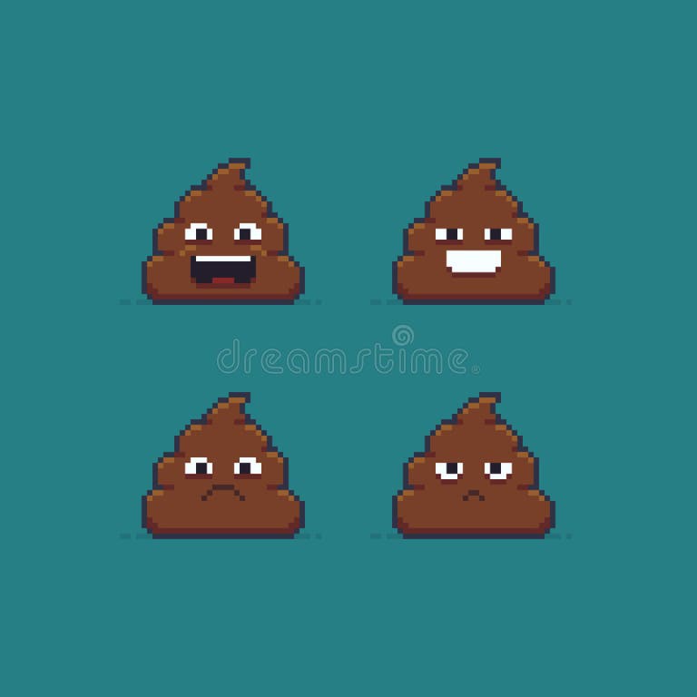 Pixel Art Poop vector illustratie. Illustration of inzameling - 111728422