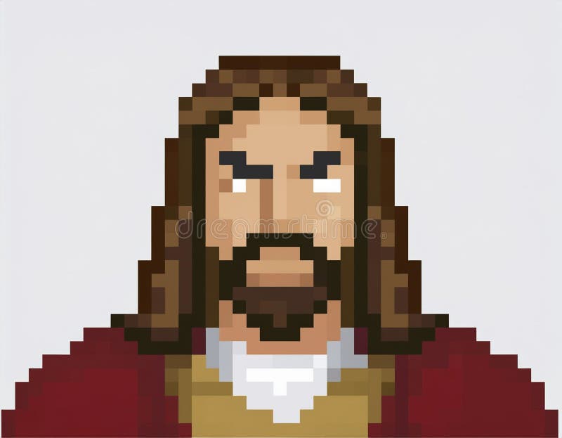Pixel Art Portrait of Jesus Having Angry Expression Stock Illustration ...