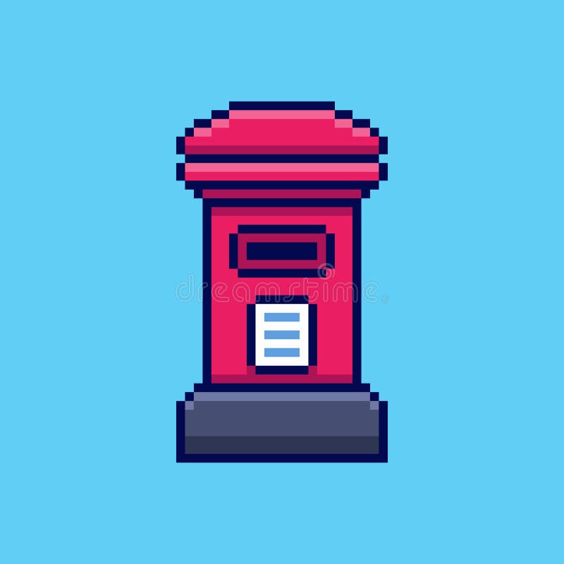 Pixel Art Post Box Icon Game Asset Design Stock Vector - Illustration ...