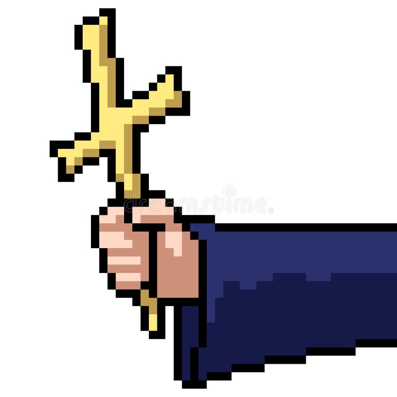 Pixel Art Priest Hand Cross Stock Vector - Illustration of icon ...