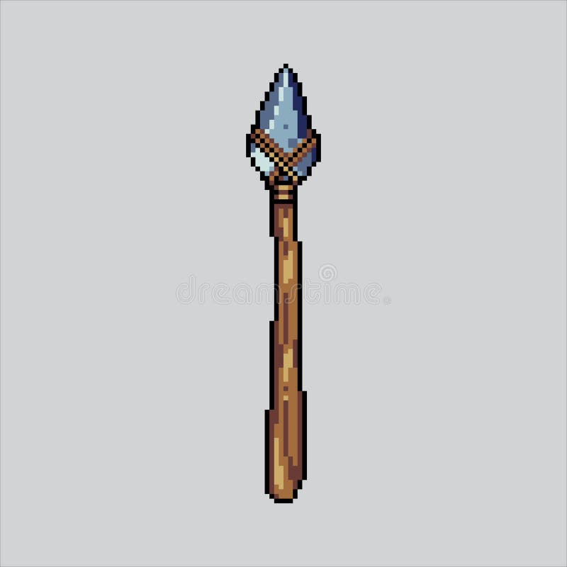 Pixel Art Primitive Sharp Spear Lance Weapon Icon Illustration Vector ...