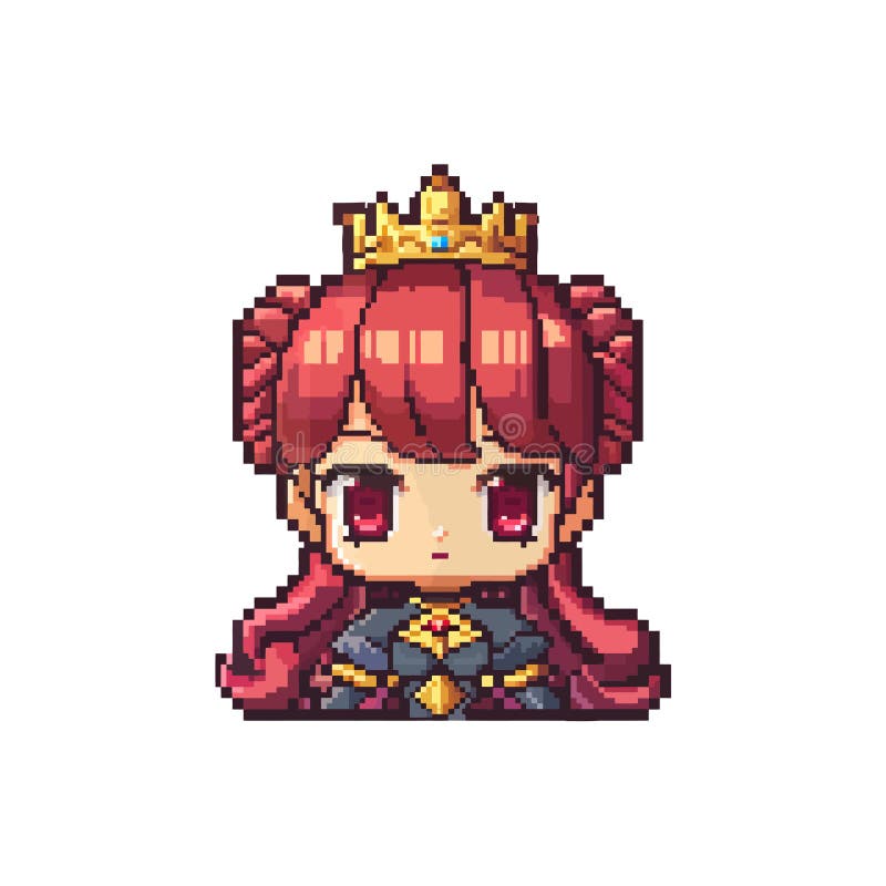 Pixel Art Princess with Red Hair and Crown. Vector Illustration Design ...