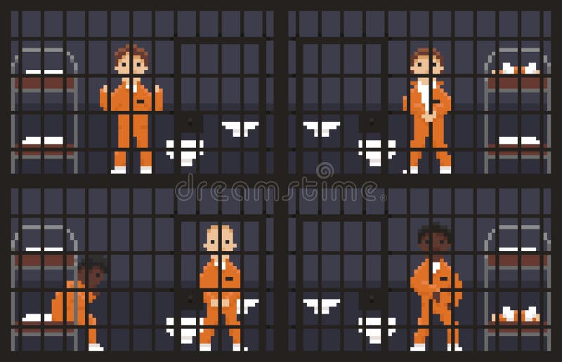 Pixel Art Prison stock vector. Illustration of person - 85536117