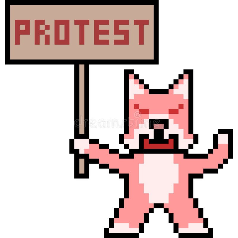 Pixel art protest cat stock vector. Illustration of anger - 93340178