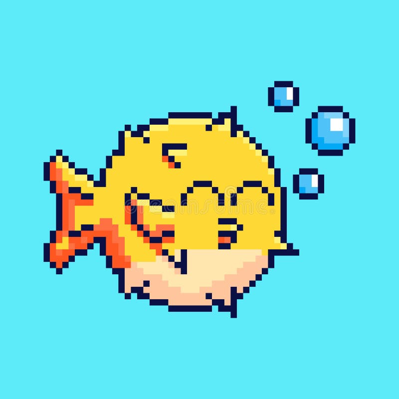 Pixel Art Puffer Fish Design Stock Vector - Illustration of animal ...