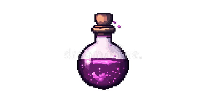 Pixel Art Purple Potion Bottle Isolated on Transparent Background Stock ...