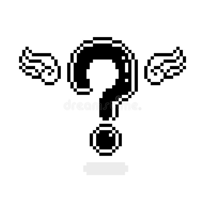 Pixel Art Question Sign with Angle Wings. Stock Illustration ...